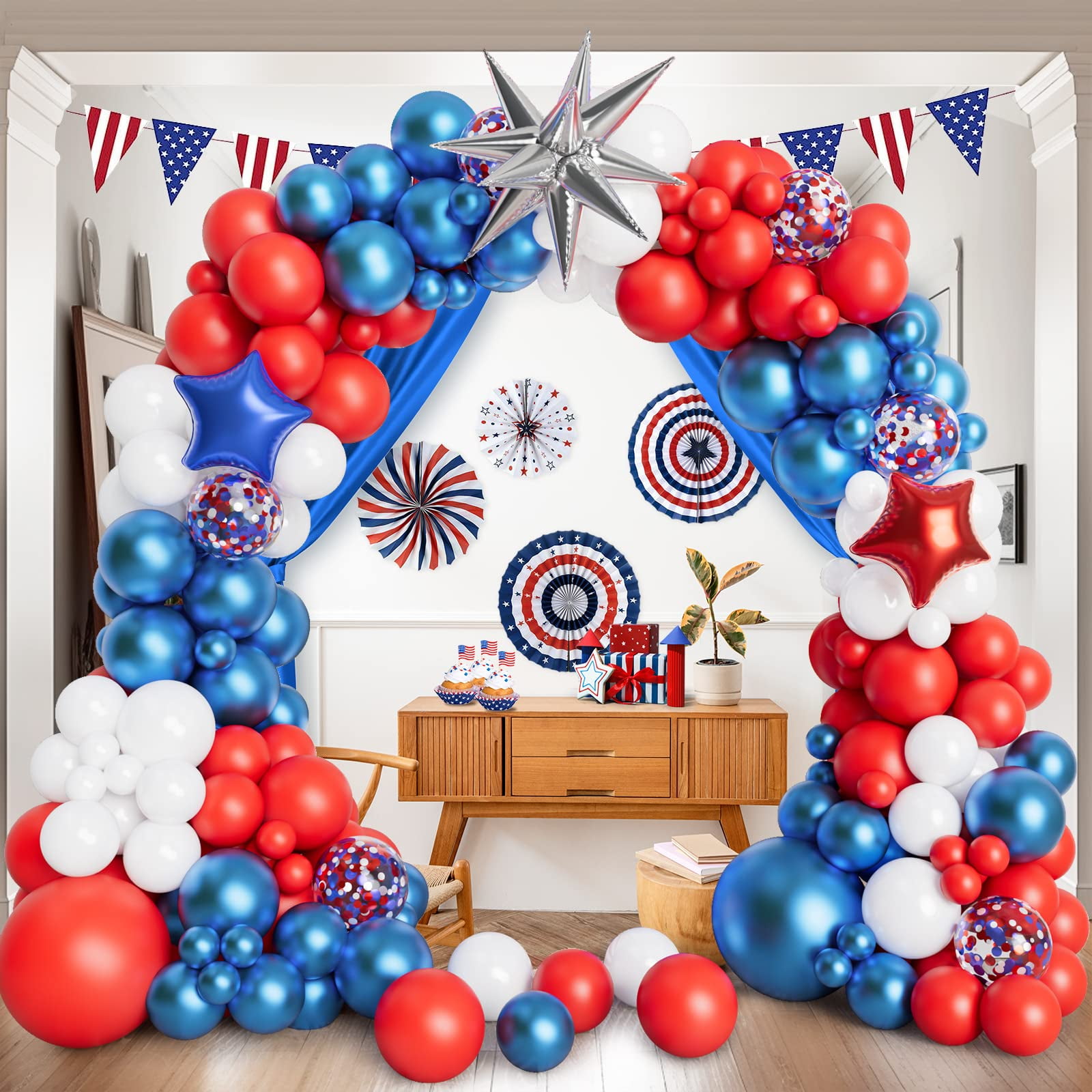 Bonropin Red White and Blue Balloon Garland H2FSDKit Patriotic Balloon ...