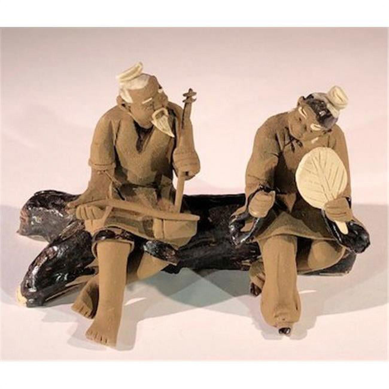Bonsai Boy 2.5 in. Miniature Ceramic Figurine - Two Men Sitting On ...
