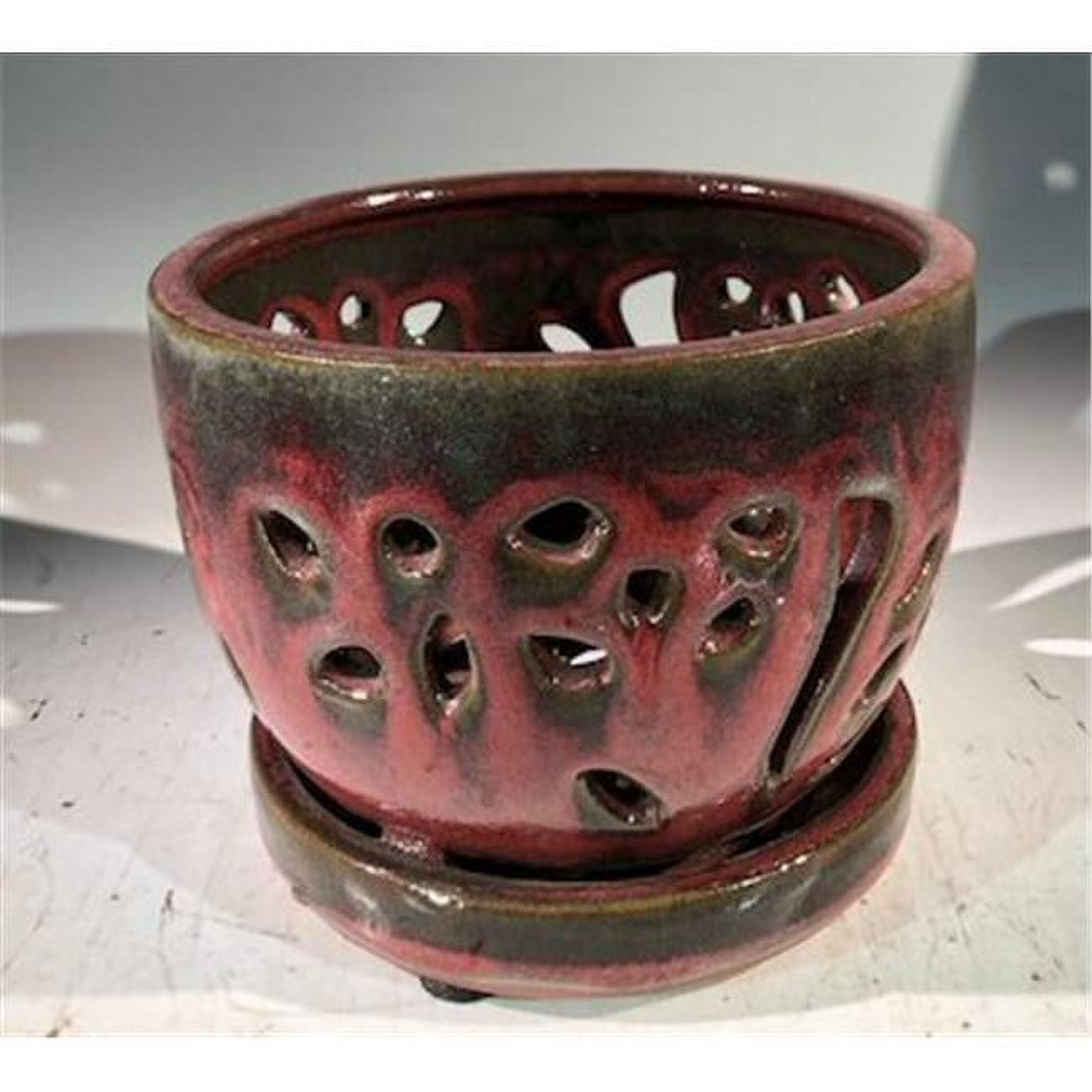 Bonsai Boy L282b Ceramic Orchid Pot with Attached Humidity Drip Tray ...