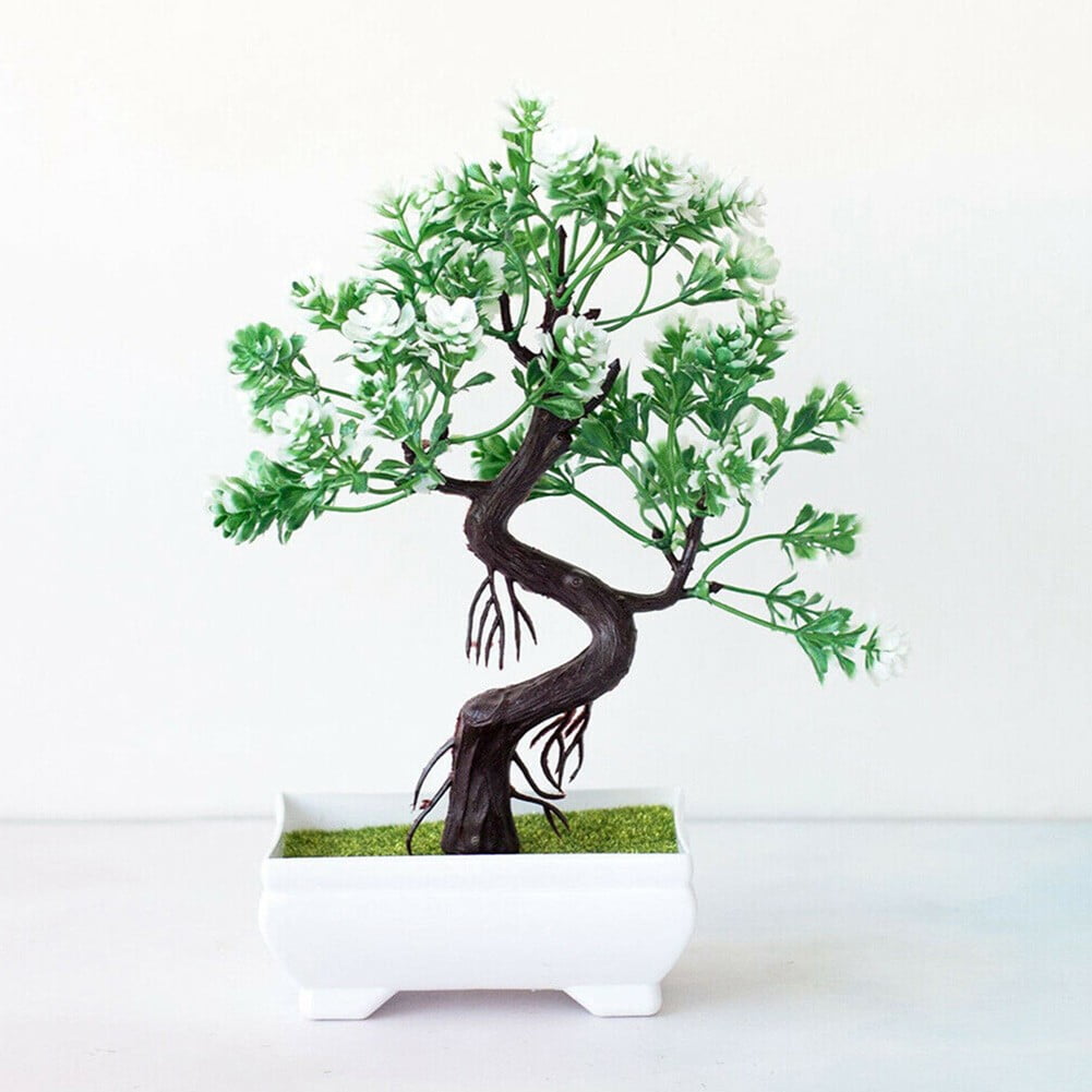 Bonsai Plastic Tree Flowers Office Room Table Decoration - Walmart.com