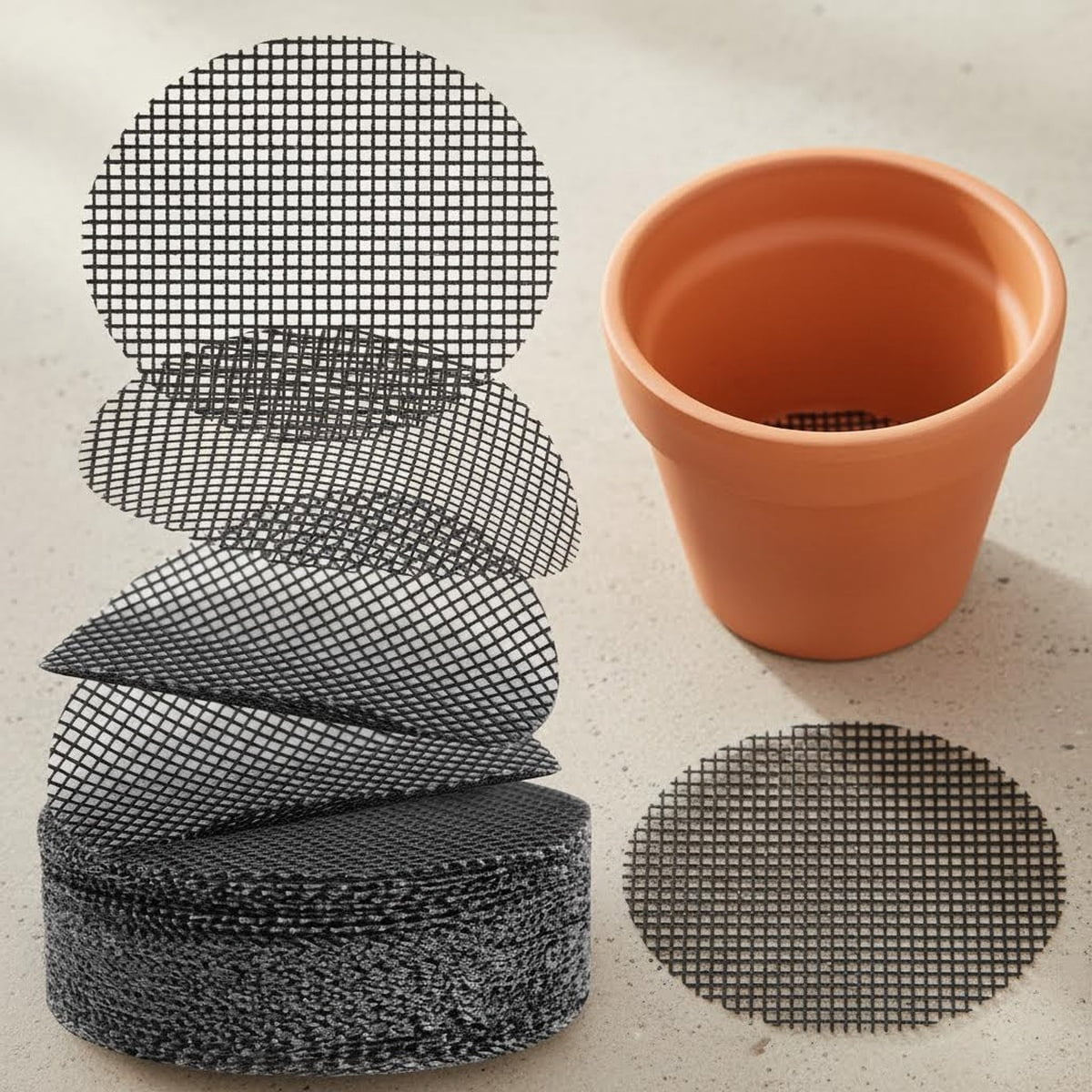 Bonsai Pot Bottom Grid Mat Mesh, Round Flower Pot Drainage Covers ...