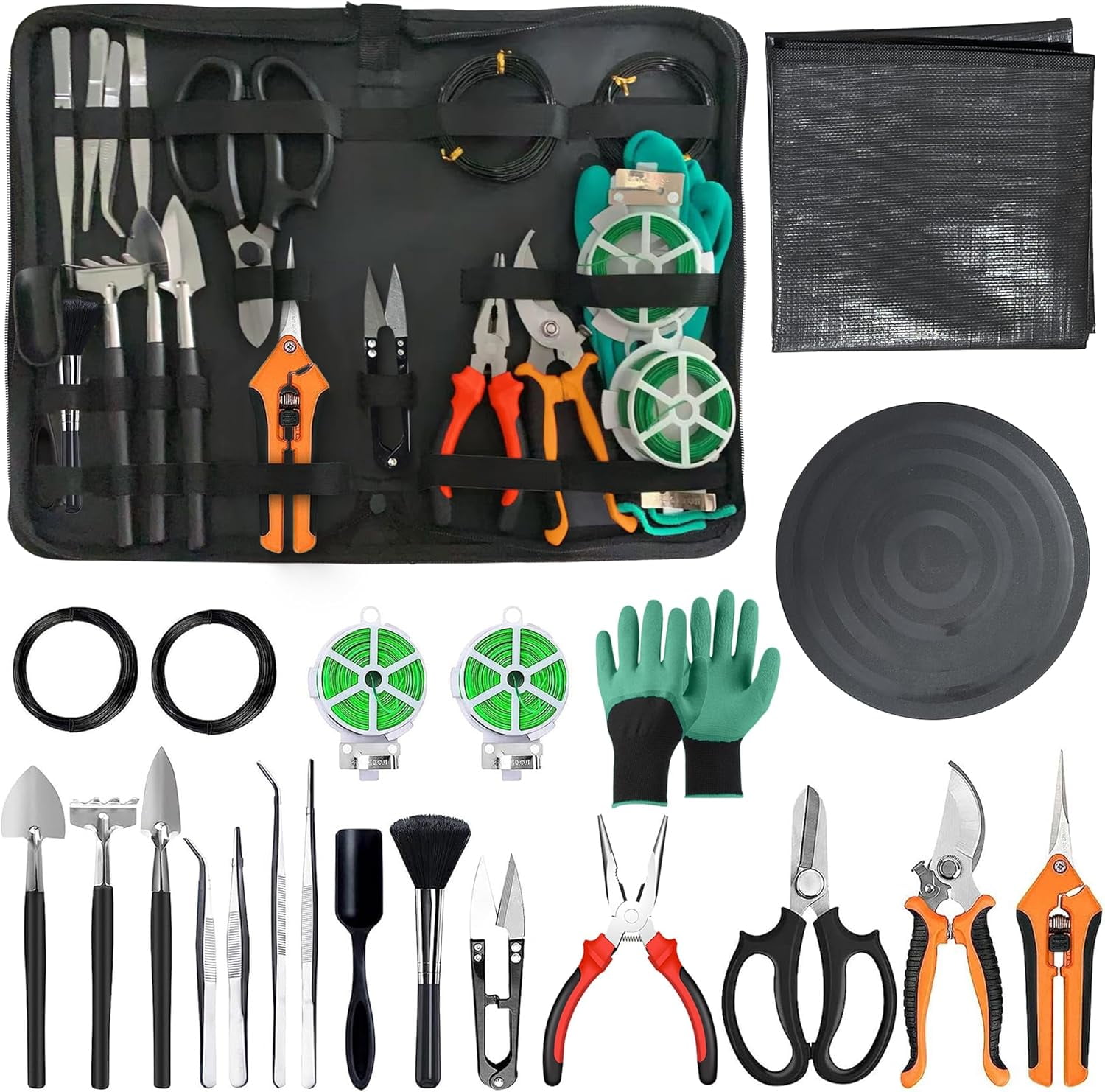 Bonsai Toolkit - Mini Garden Tools, Bonsai Wire Kit, Repotting Mat for ...