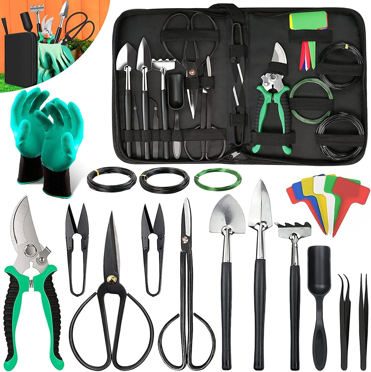 Bonsai Tools Kit- 24 PCS Bonsai Tree Kit Tools for Beginners, Bonsai ...