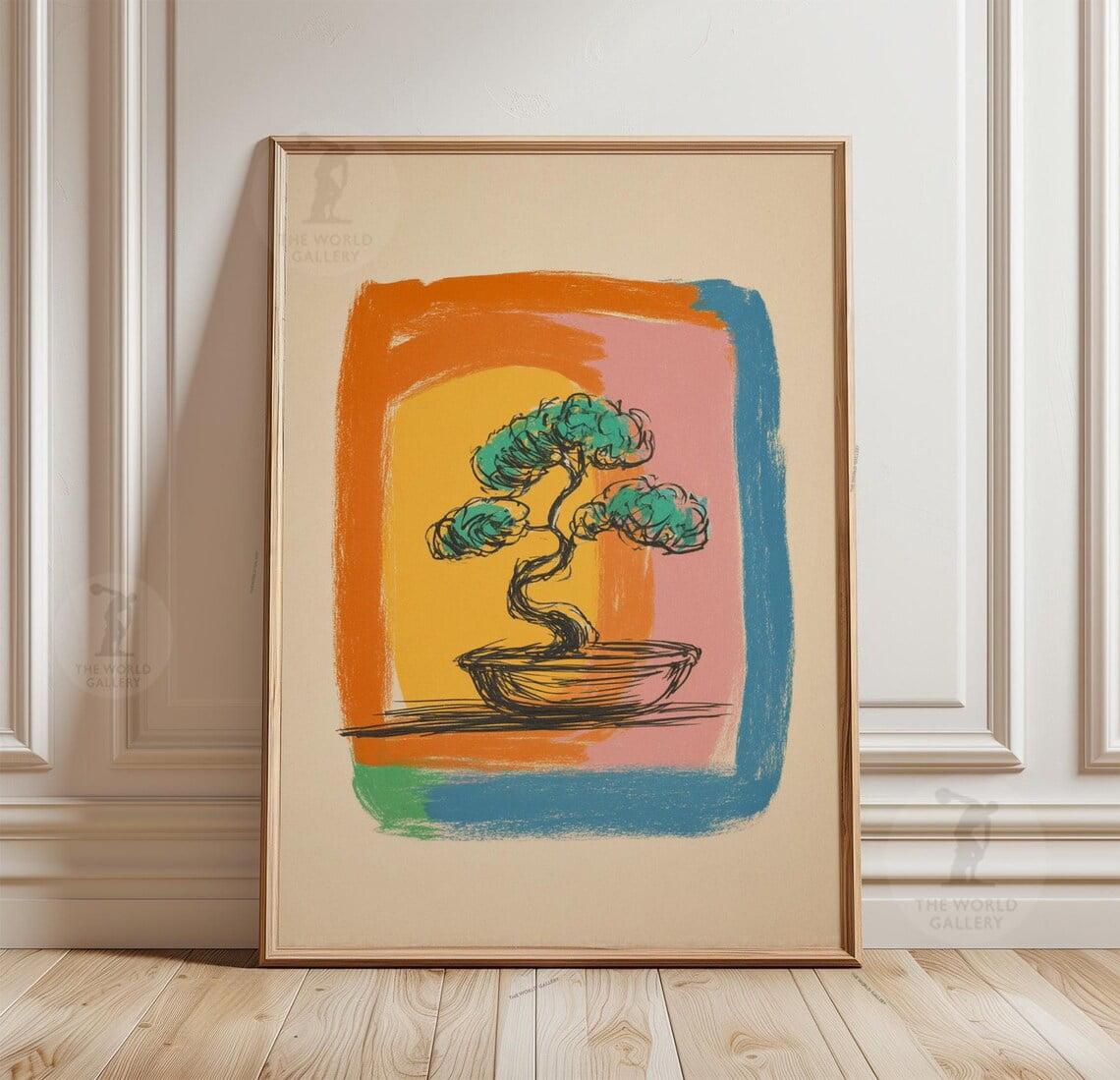 Bonsai Tree Abstract Botanical Color Block Modern Nature Wall Art ...