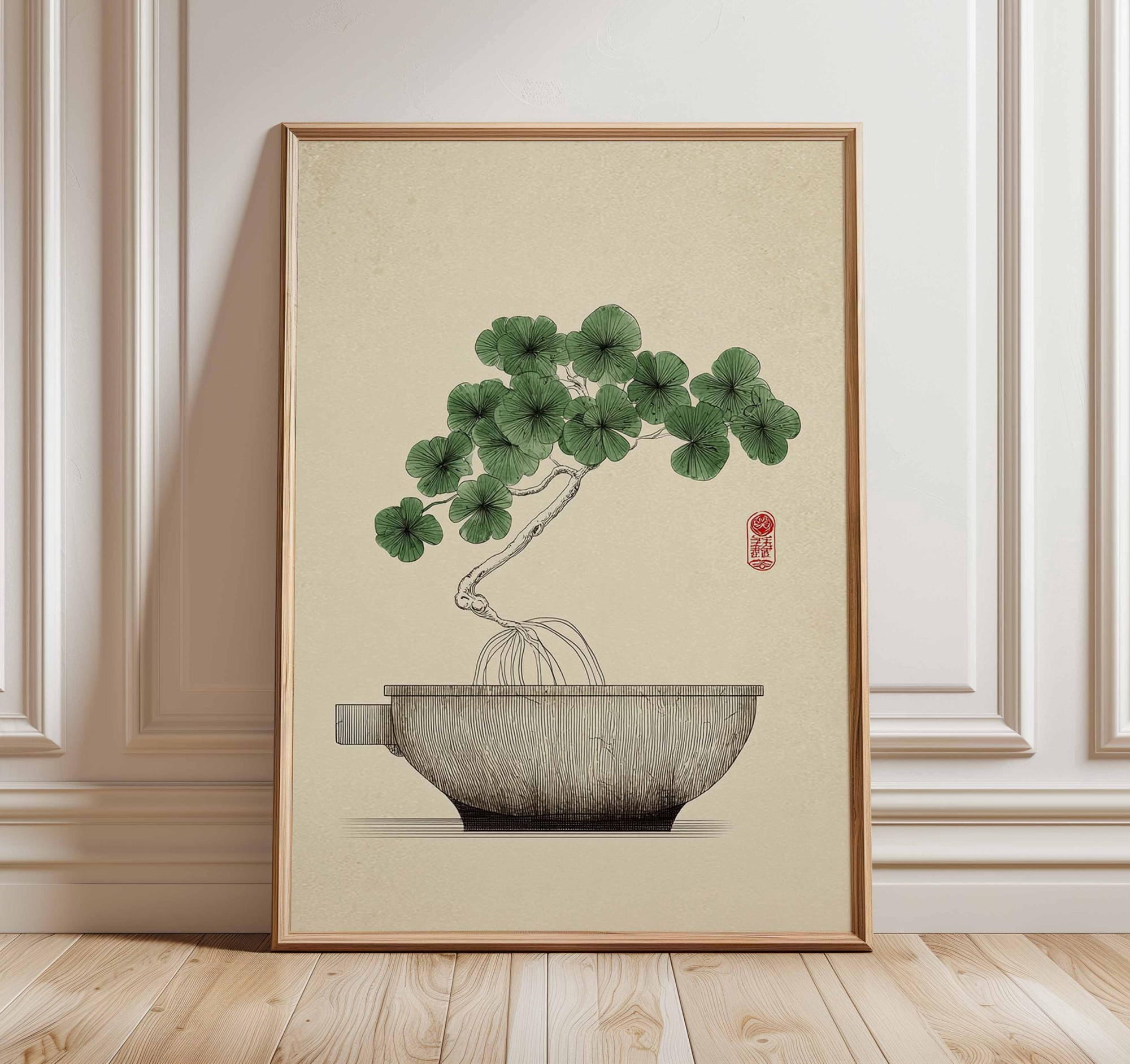 Bonsai Tree Art Print Japanese Ink Painting Minimalist Zen Decor ...
