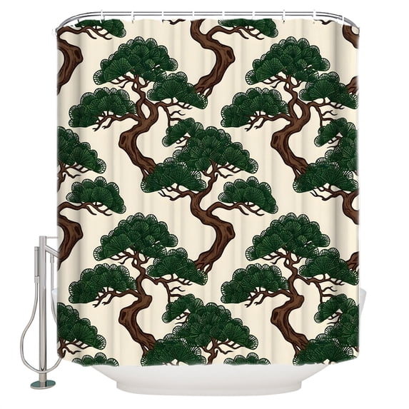 Bonsai Tree Bathroom Shower Curtains with 12 Hooks Waterproof Shower ...