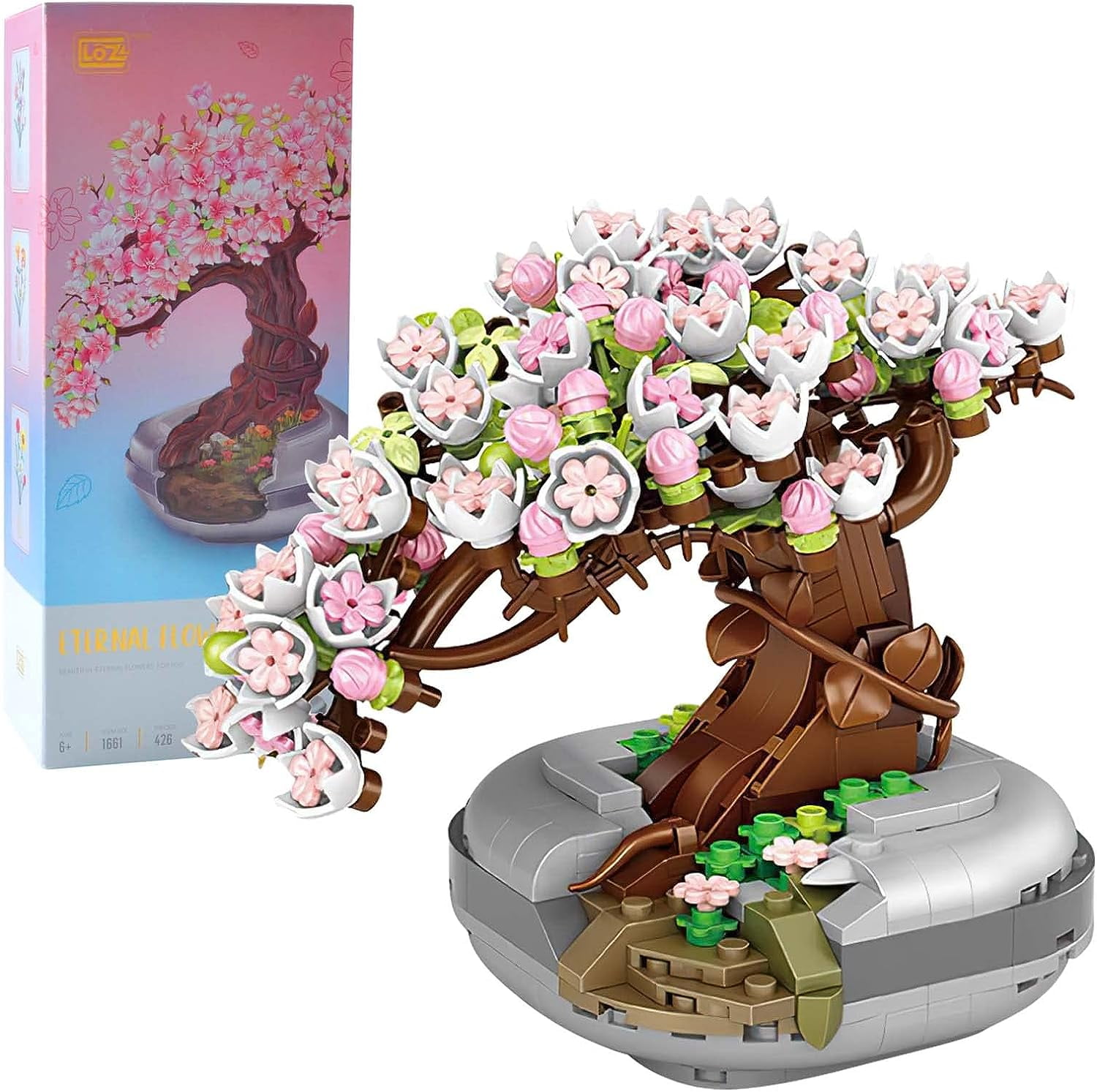 Fulande Bonsai Tree Building Kit, Cherry Blossom Blocks Set, UV Color ...