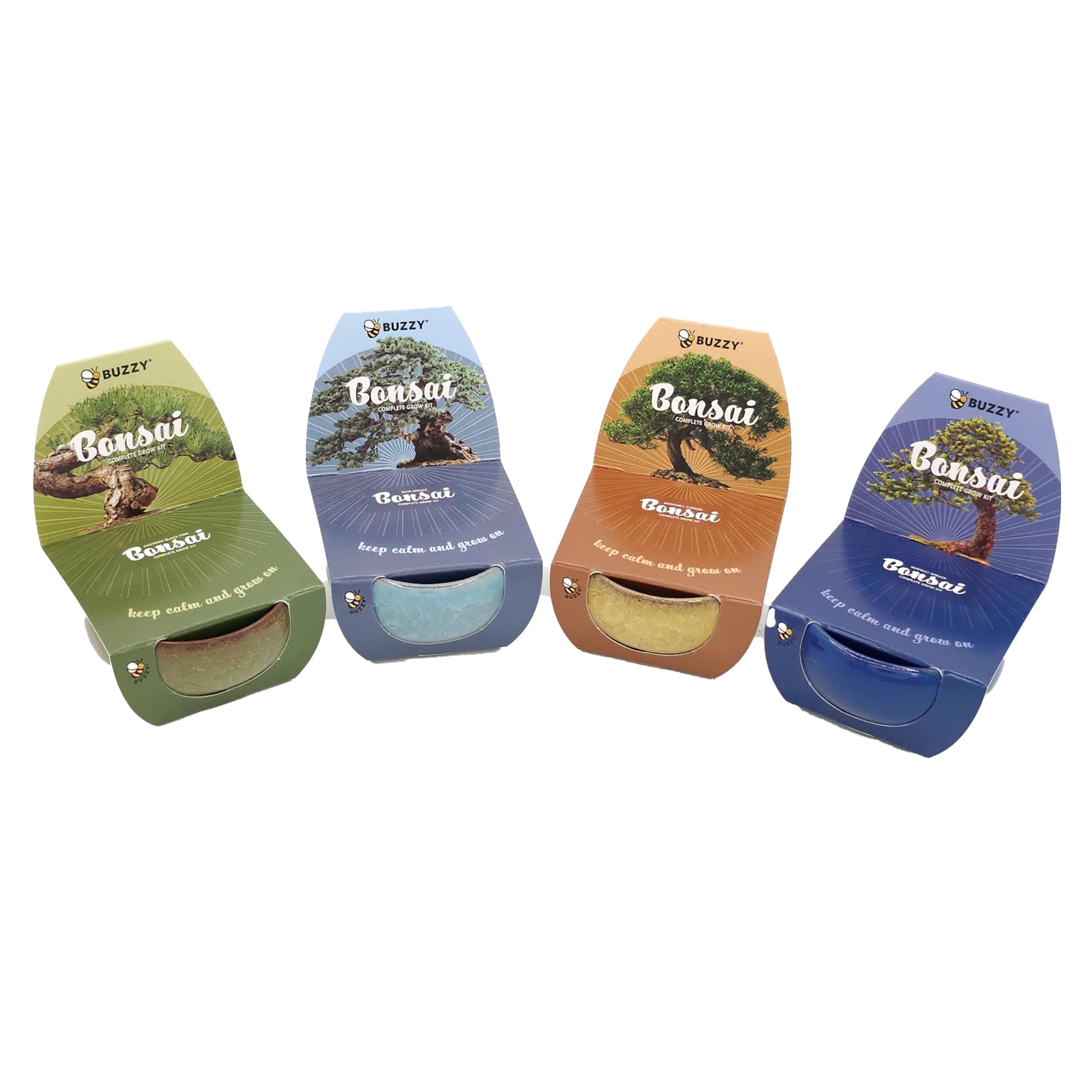 Bonsai Tree Growing Kit 4-Pack – Indoor Seed Starter with Crackle Pots ...