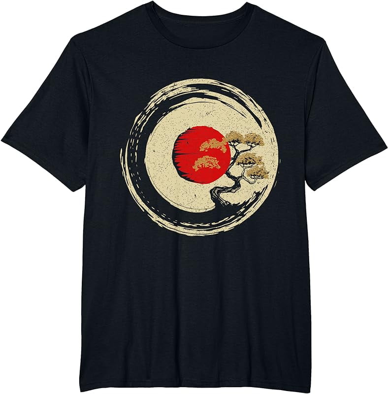 Bonsai Tree In Japanese Zen Buddhist Enso Circle T-Shirt - Walmart.com