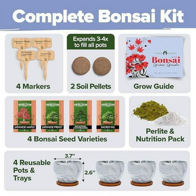 Bonsai Tree Kit - Premium Bonsai Tree Starter Kit for Women Grow Your ...