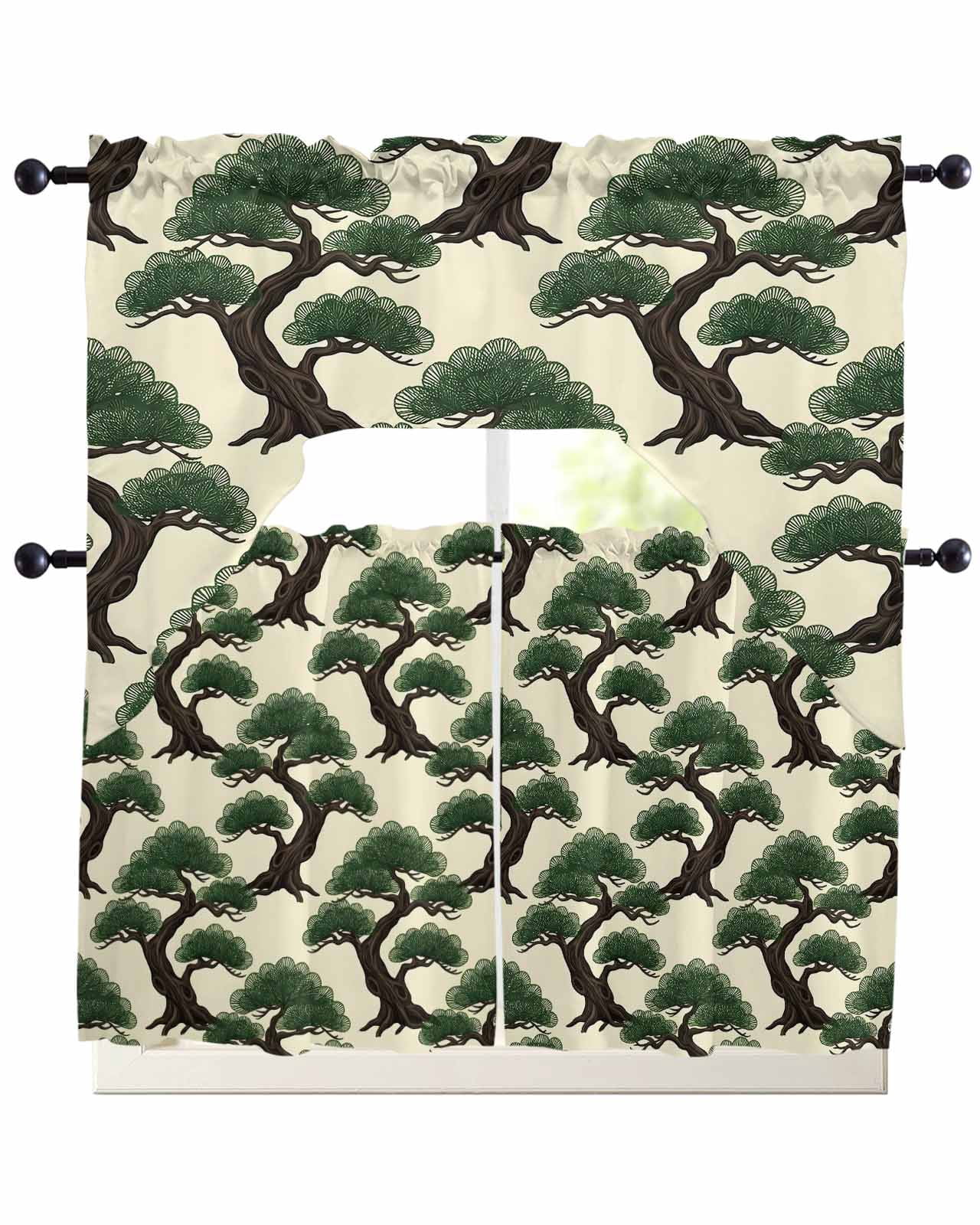 Bonsai Tree Kitchen Curtains Sets 36 Inch Length with Valance ...