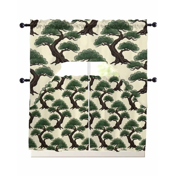 Bonsai Tree Kitchen Curtains Sets 36 Inch Length with Valance ...