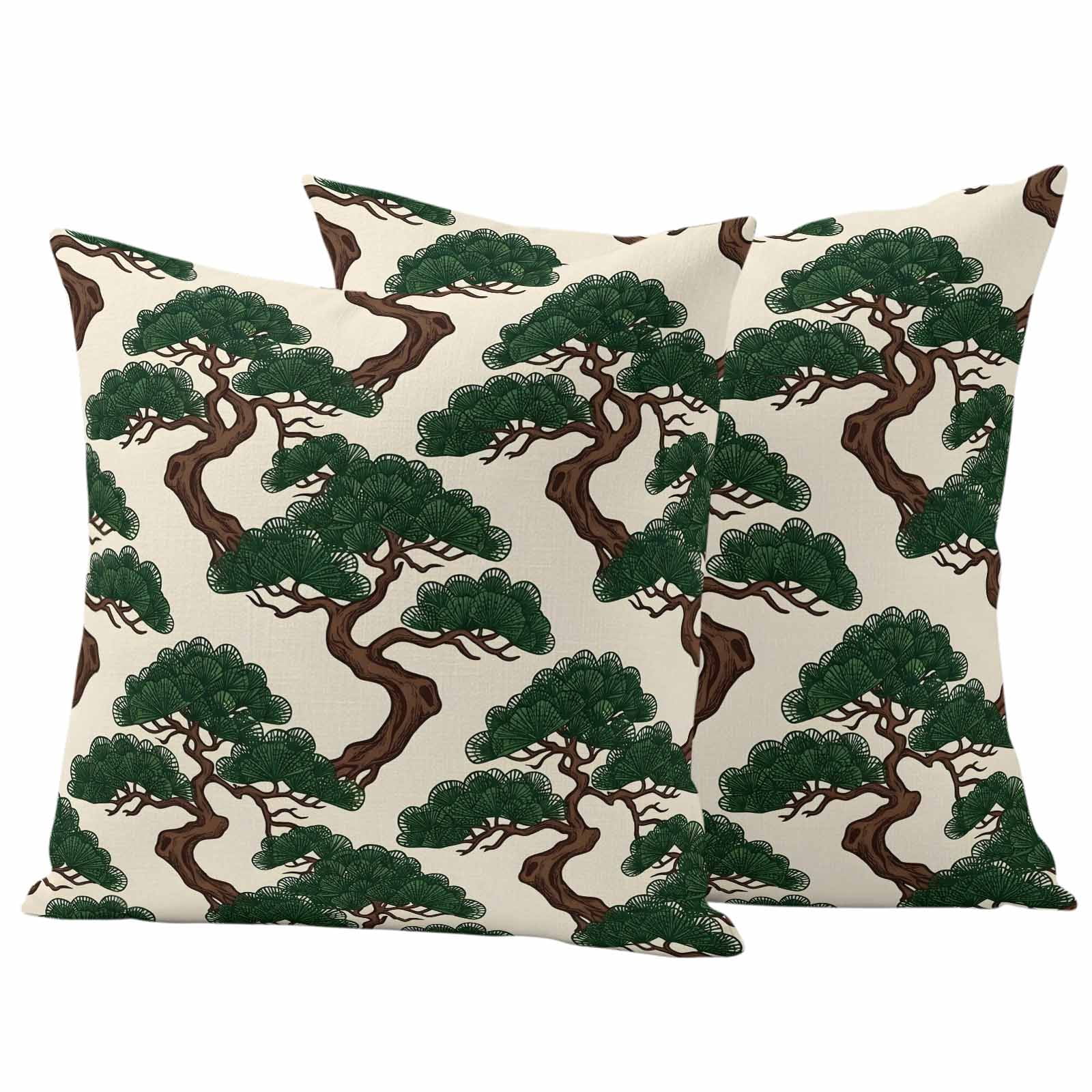 Bonsai Tree Outdoor Waterproof Pillow Covers, Botanical Pine Japanese ...