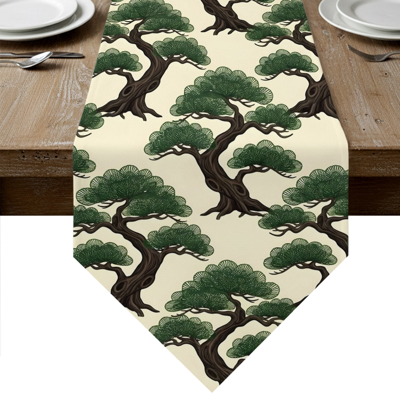 Bonsai Tree Table Runner Linen Burlap Table Runner 60 Inches Long ...