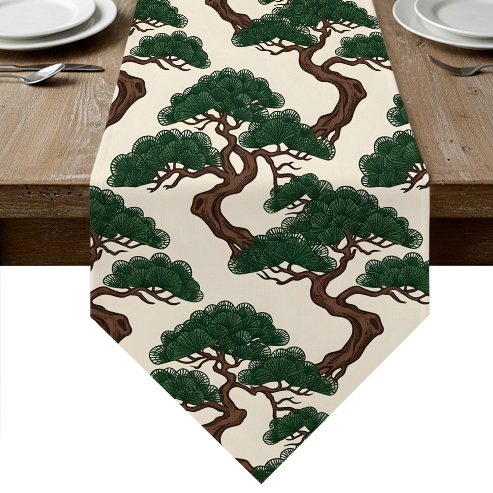 Bonsai Tree Table Runner Linen Burlap Table Runner 60 Inches Long ...