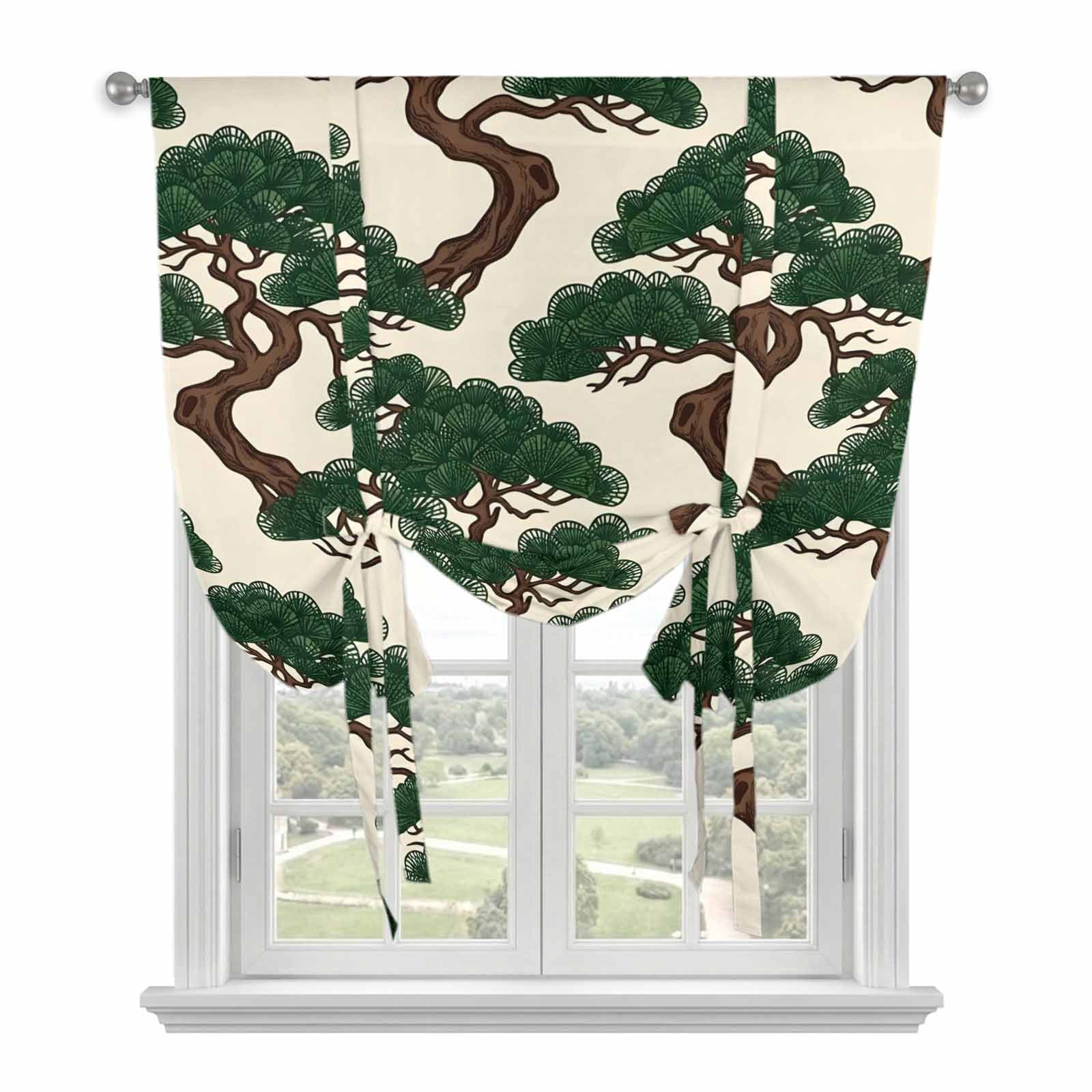 Bonsai Tree Tie Up Curtains for Window, Thermal Insulated Balloon Shade ...