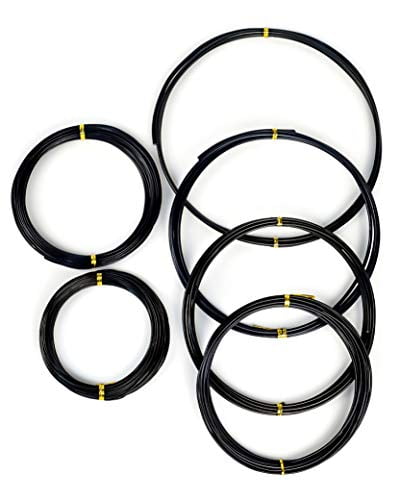 Bonsai Wire, 6 Sizes of 1mm, 1.5mm, 2mm, 2.5mm, 3mm, 4mm Black Aluminum ...