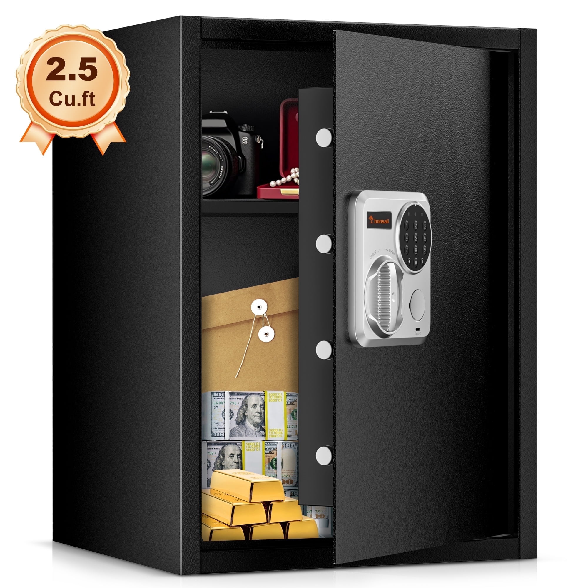 Bonsaii 2.5 Cubic Feet Safe Box, Key Lock, Document and Jewelry Storage ...