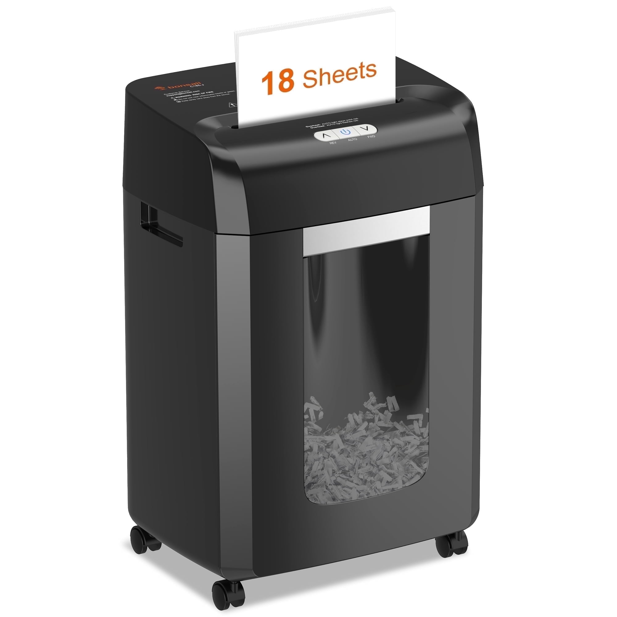 Bonsaii Paper Shredder 18-Sheet Cross Cut Office Shredder 60 Mins Heavy ...