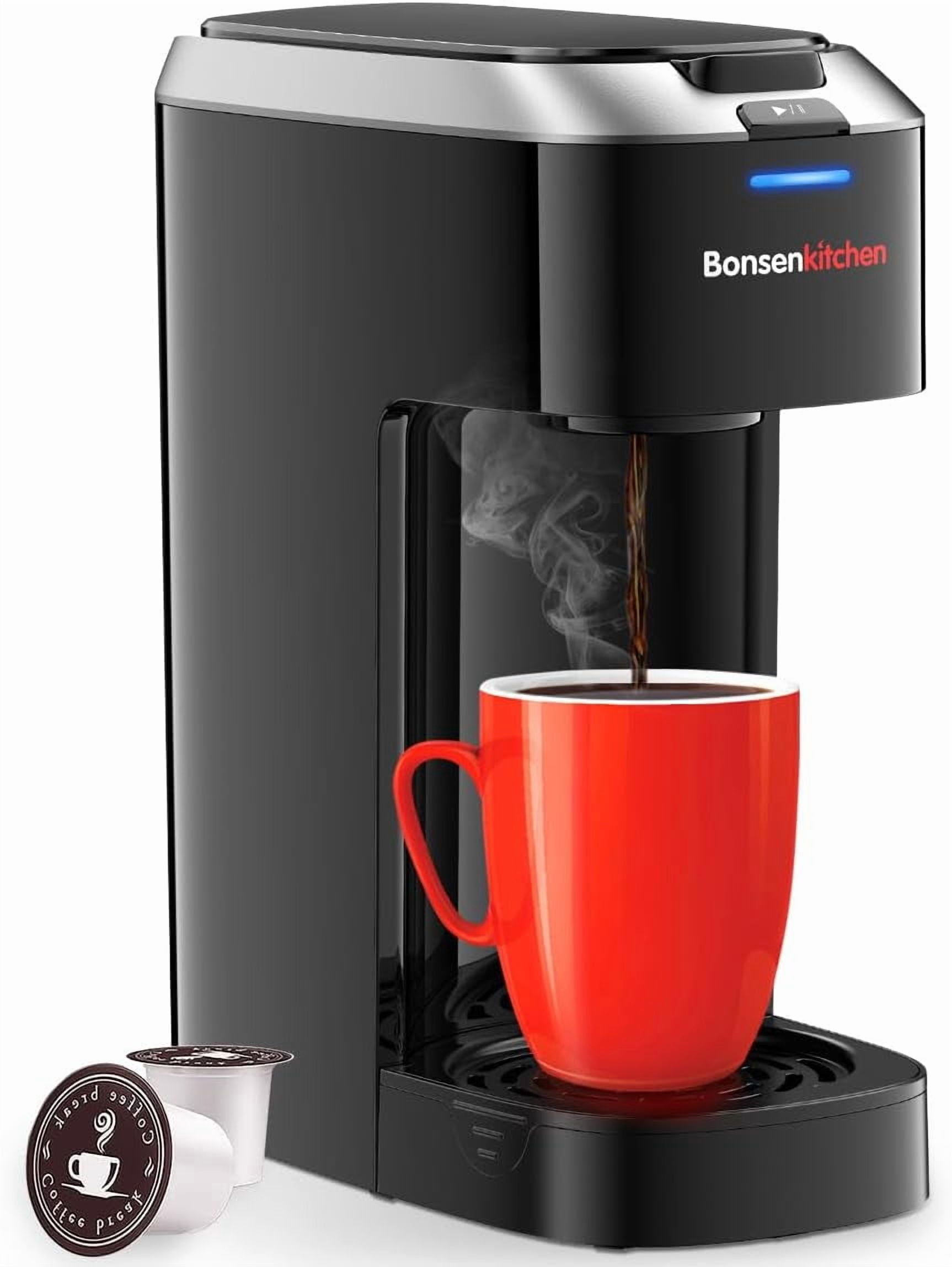 Bonsenkitchen 2-in-1 Single Serve Coffee Maker for K Cup & Ground ...