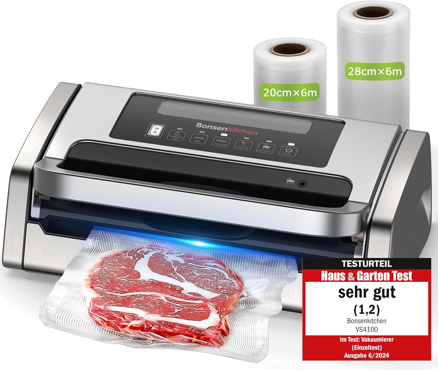 Bonsenkitchen Powerful Quiet Vacuum Sealer with Locking Handle, Built ...