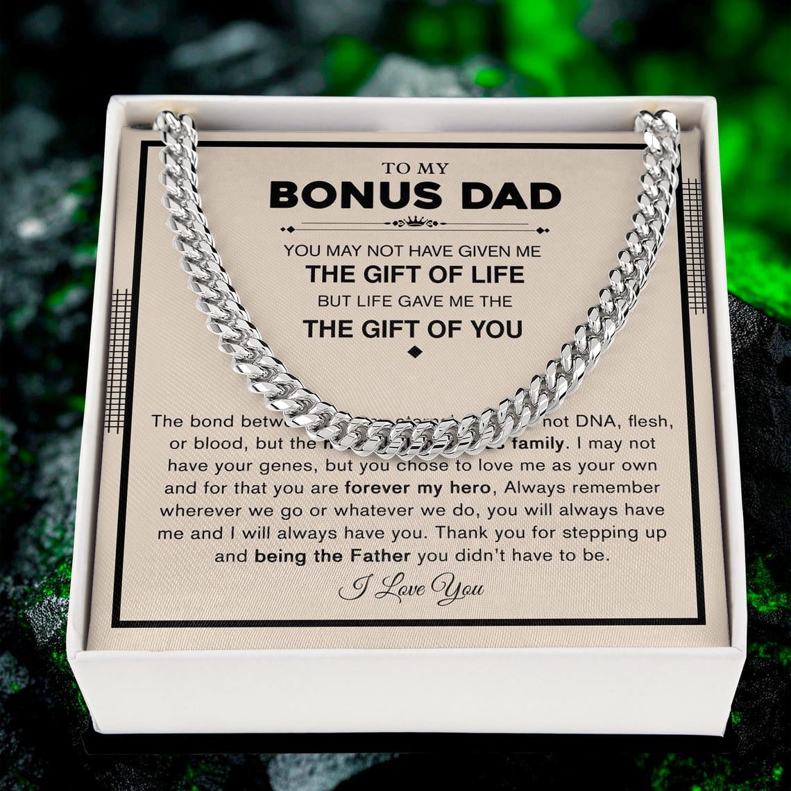 Bonus Dad, Father’s Dayfor Stepfather, Sentimental Cuban Chain, Thank ...