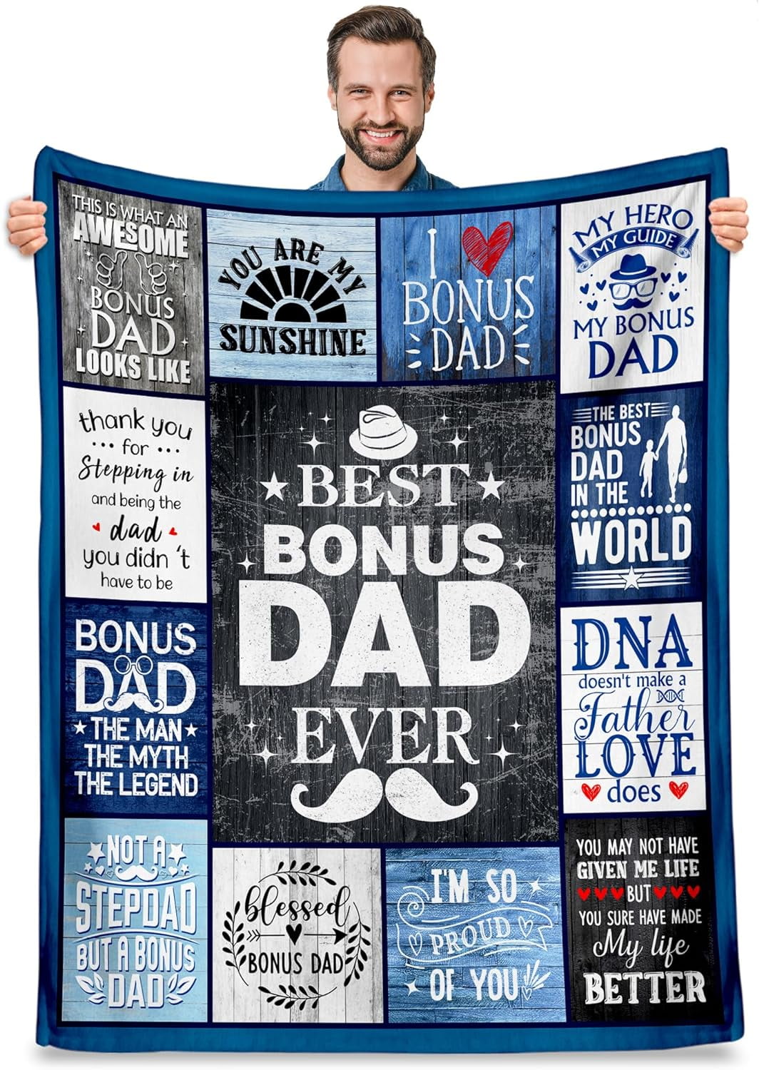 Bonus Dad Fathers Day Blanket Gifts from Kids, Step Dad Gifts from ...