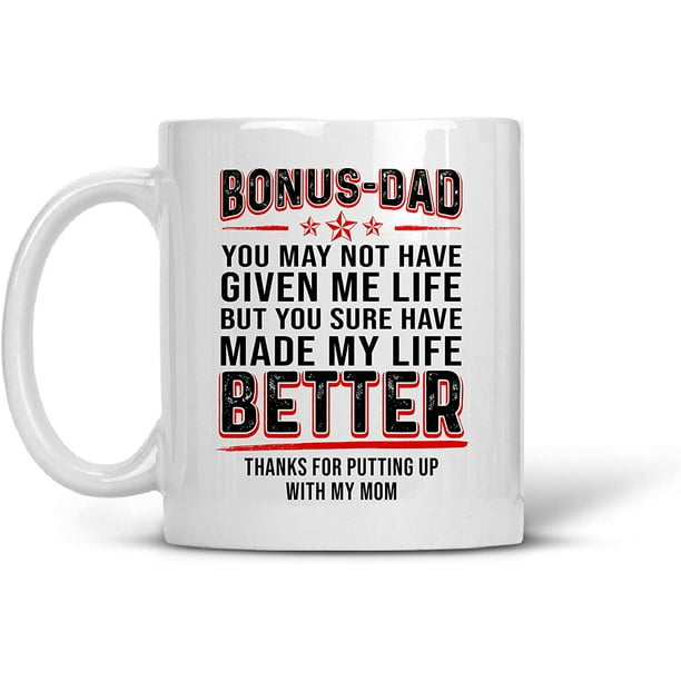 Bonus Dad Mug Cup For Christmas Fathers Day Birthday Funny Dads Gifts ...
