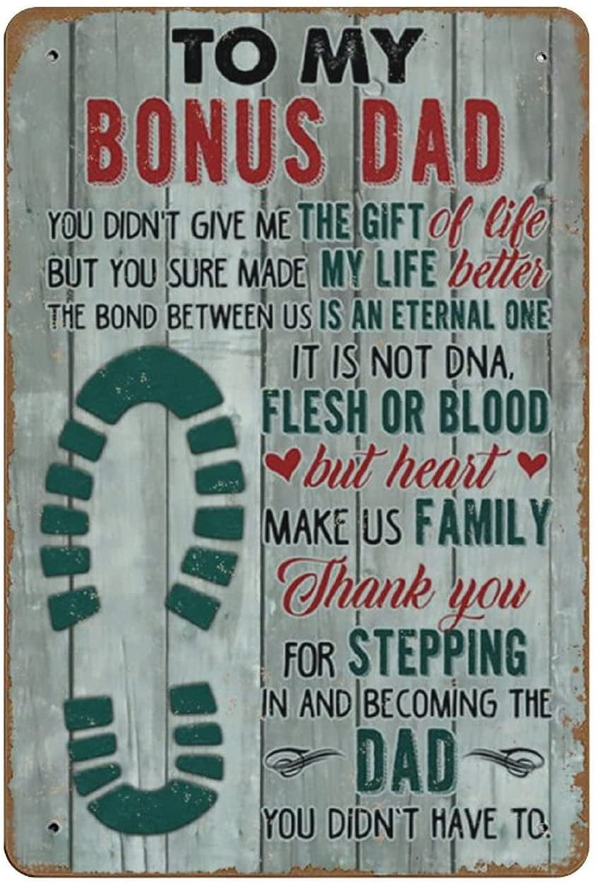 to My Bonus Dad Poster Footstep Art Print Gifts for Dad Meaningful ...