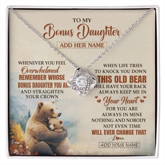 Bonus Daughter Bear Love Necklace, White Love Knot Necklace - Walmart.com