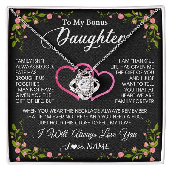Bonus Daughter Family Love Necklace, White Love Knot Necklace - Walmart.com