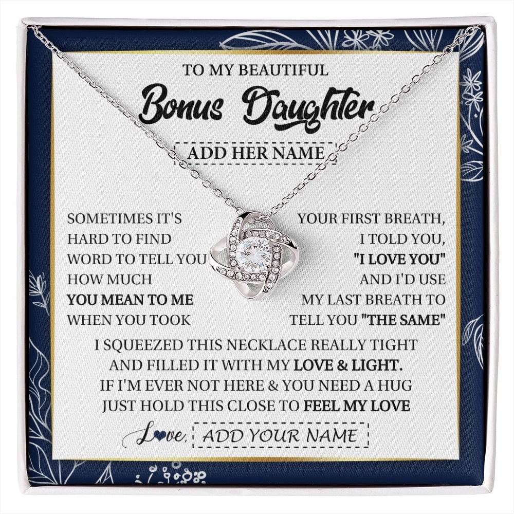 Bonus Daughter Feel My Love Necklace Valentine, White Love Knot ...