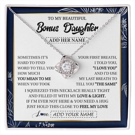 Bonus Daughter Feel My Love Necklace Valentine, White Love Knot ...