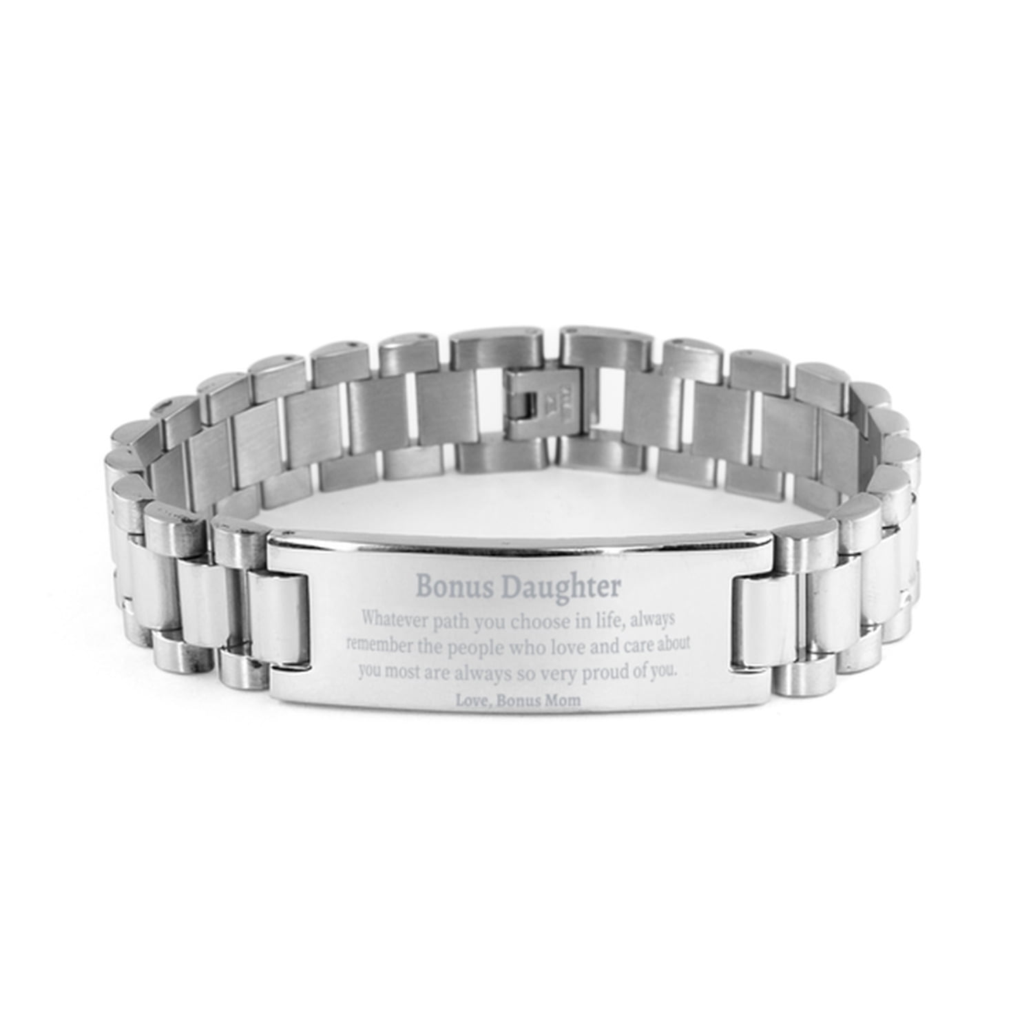 Bonus Daughter Ladder Stainless Steel Bracelet, Always so very proud of ...