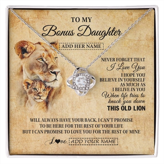 Bonus Daughter Lion I Love You Necklace, White Love Knot Necklace ...