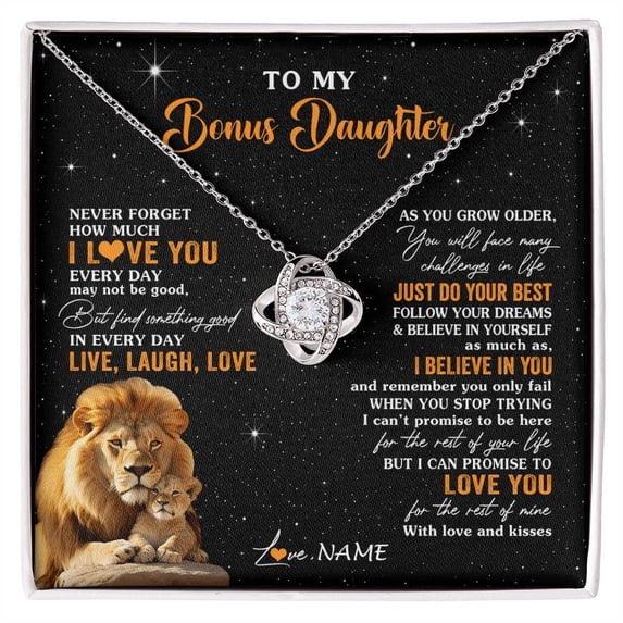 Bonus Daughter Live Laugh Love Lion Love Necklace, Gold Love Knot ...