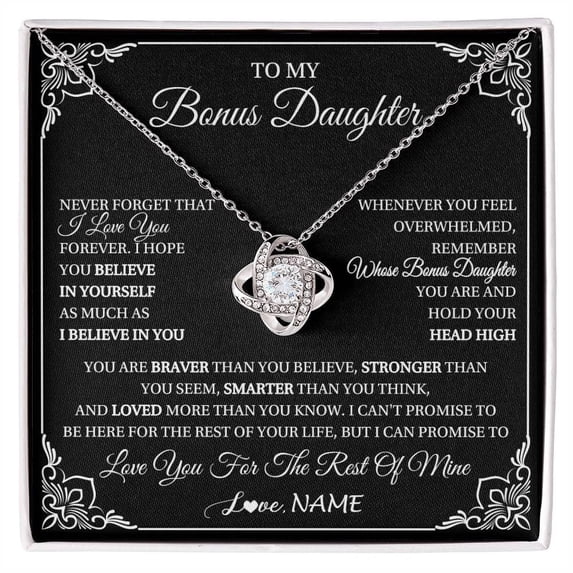 Bonus Daughter Love And Believe Love Necklace, White Love Knot Necklace ...