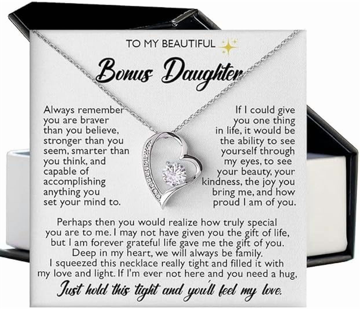 To My Bonus Daughter Necklace for Bonus Daughter with Heart Touching ...