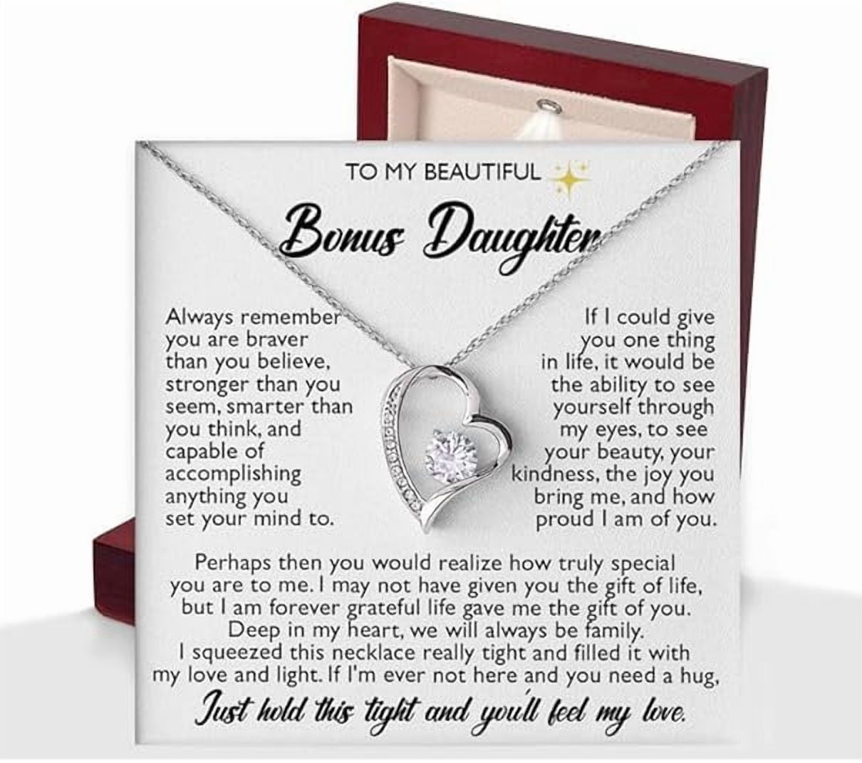 To My Bonus Daughter Necklace for Bonus Daughter with Heart Touching ...