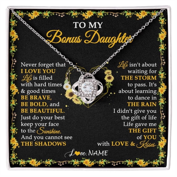 Bonus Daughter Sunflower I Love You Necklace, Gold Love Knot Necklace ...