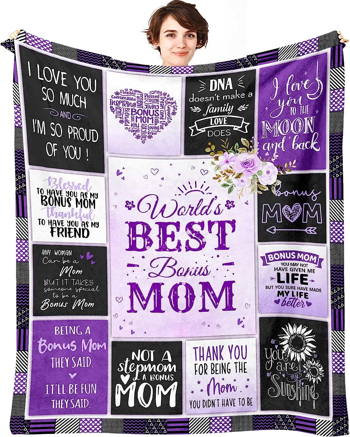 Bonus Mom Gifts from Daughter, Gifts for Stepmom Throw Blanket , Step ...