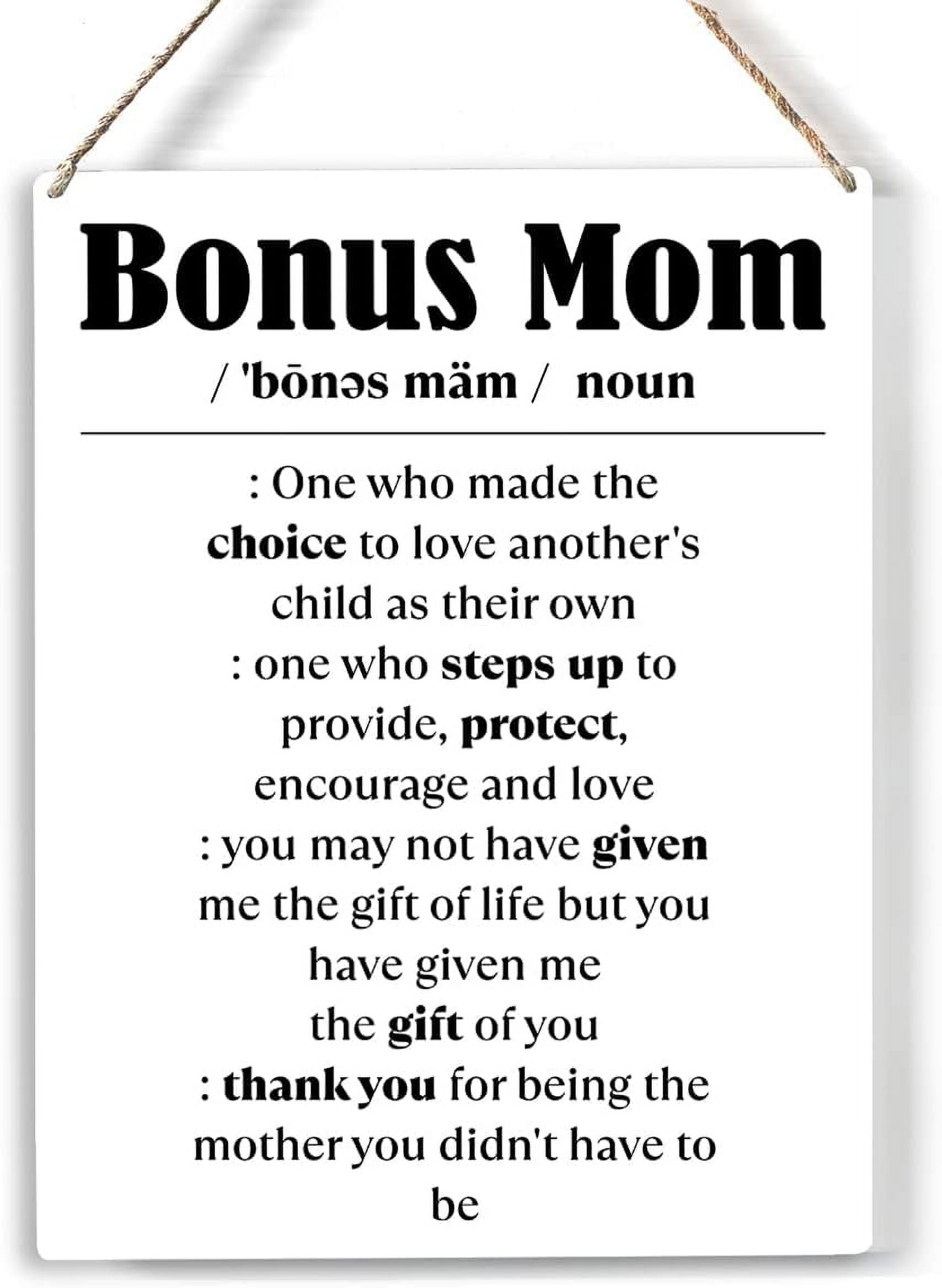 Bonus Mom Wood Sign Bonus Mom Definition Wooden Signs Rustic Hanging ...