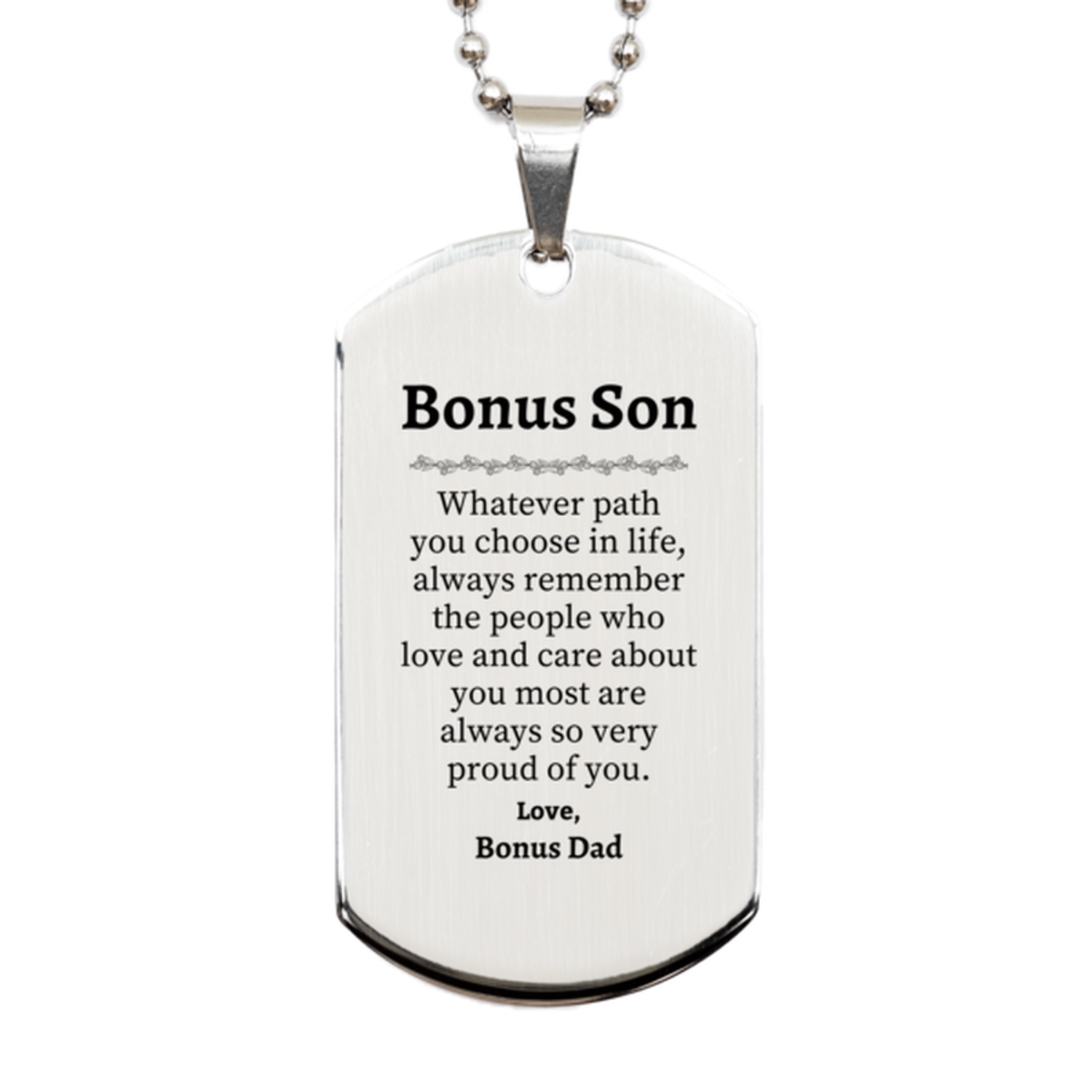 Bonus Son Silver Dog Tag, Always so very proud of you, Inspirational ...