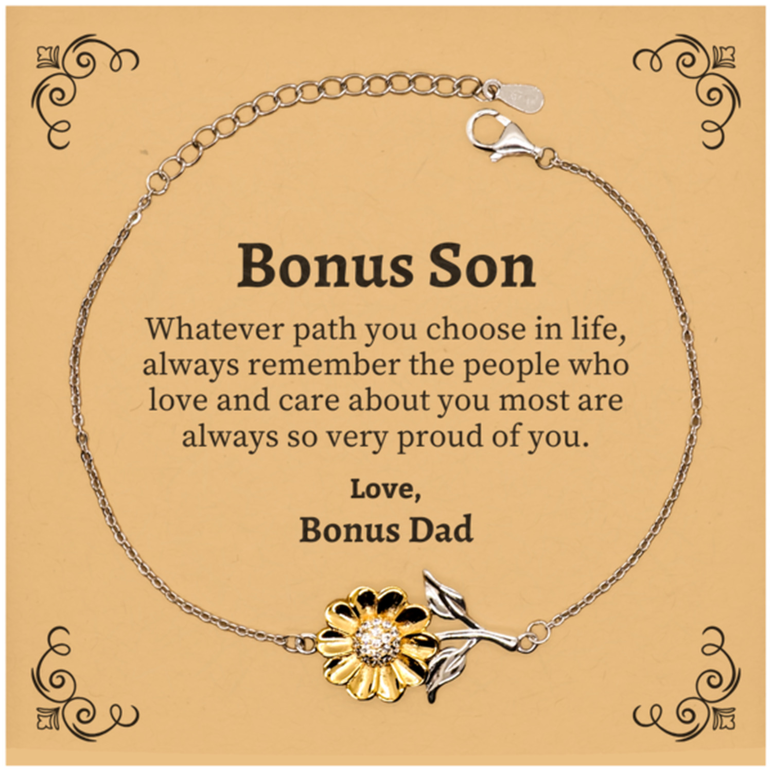 Bonus Son Sunflower Bracelet, Always so very proud of you ...