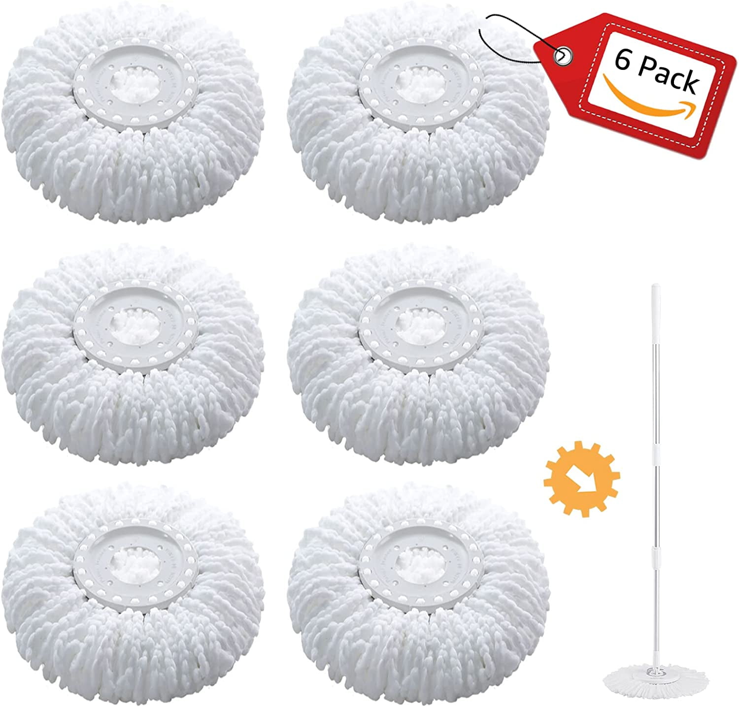 BonusLife 6-Pack Circular Spin Mop Head Refill Replacement - Walmart.com