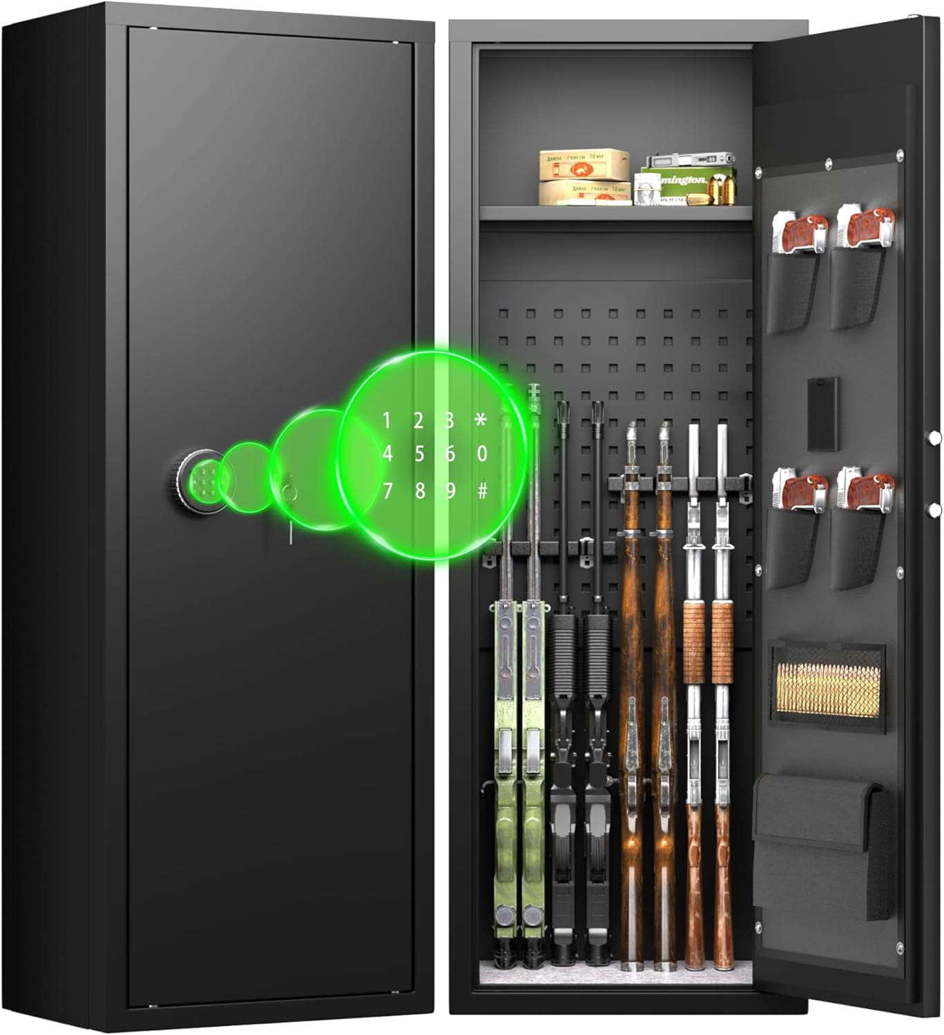 Bonusall 10-Gun Locker,Fireproof Firearm Storage Locker with Keypad,Gun ...