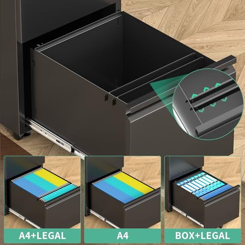 Bonusall 2 Drawer File Cabinet, Metal Rolling File Cabinet with Lock ...