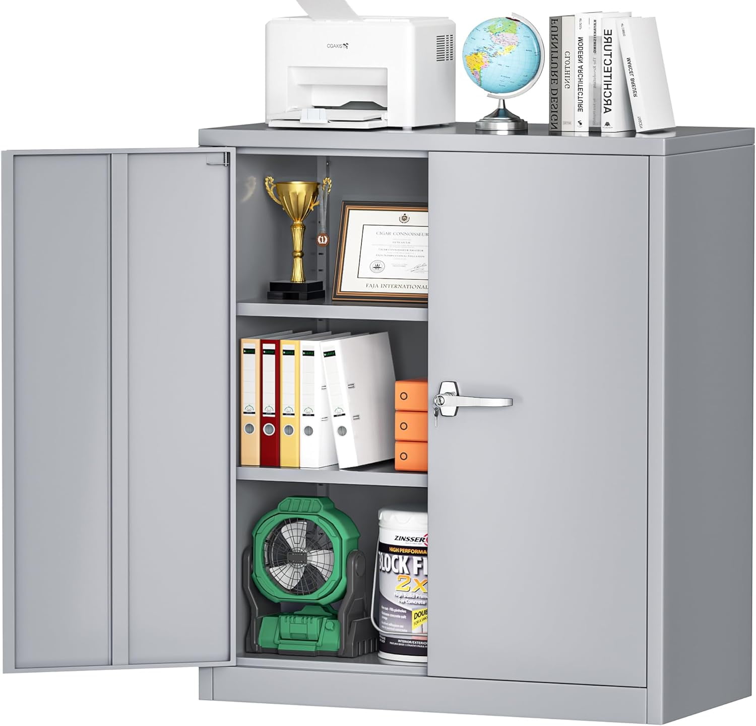 Bonusall Grey Metal Storage Cabinet with Doors,Locking Metal Cabinets ...
