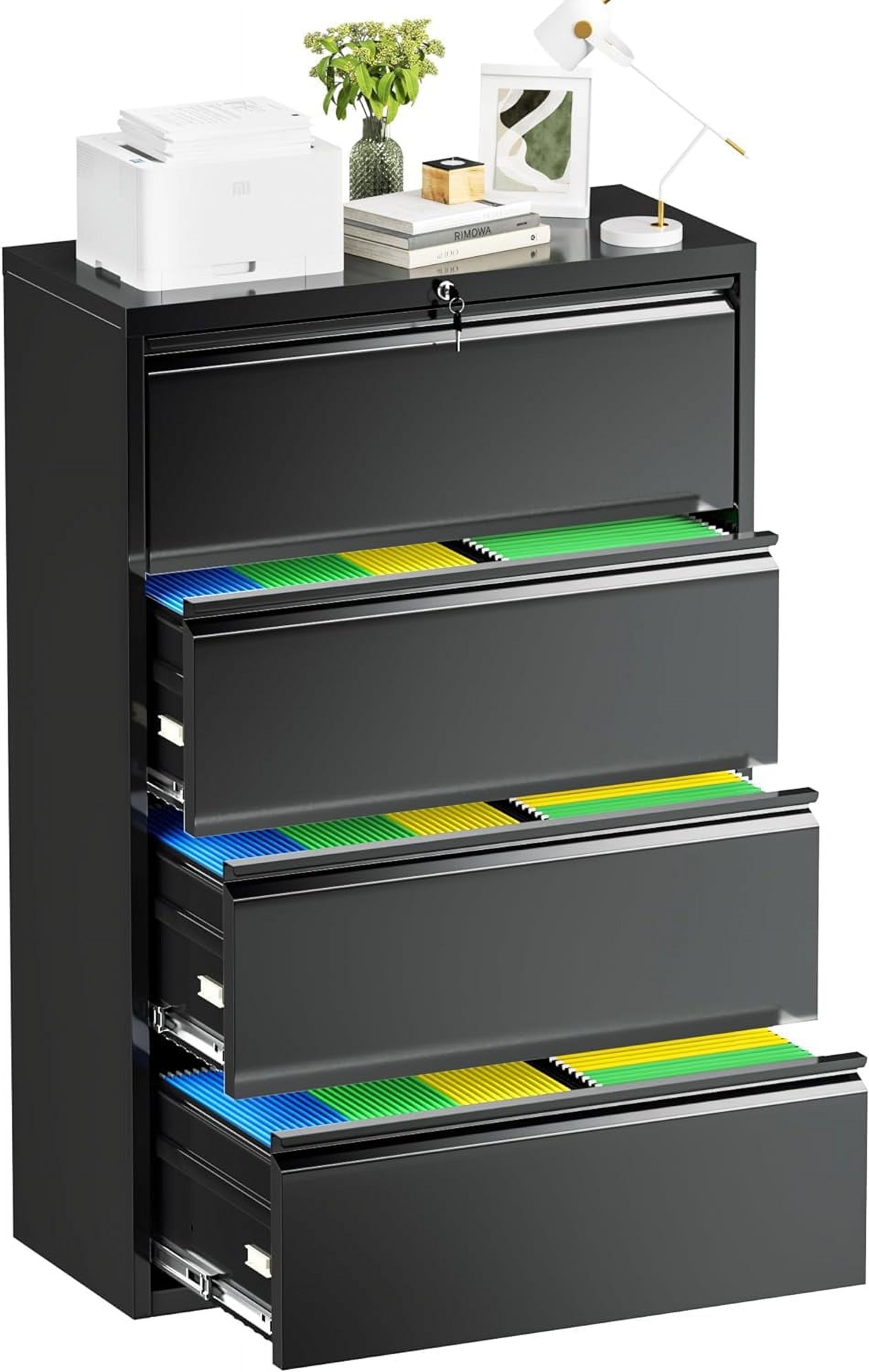 Bonusall Lateral File Cabinet with Lock, 4 Drawer Locking Lateral ...