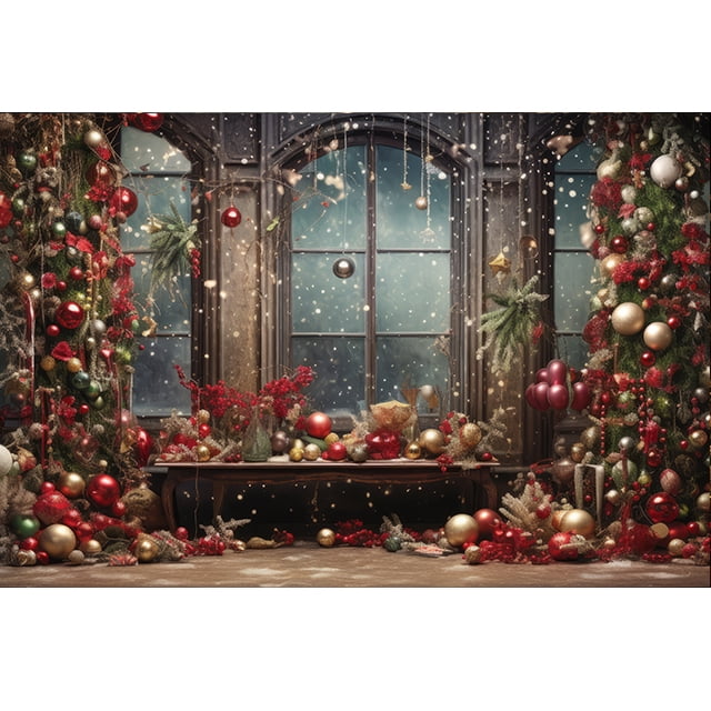 Bonvvie Christmas Backdrops Xmas Tree Gifts Fireplace Family Party ...